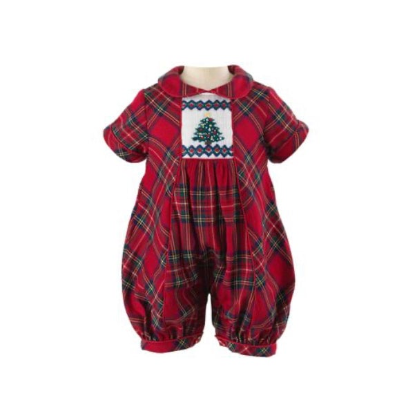 Rachel Riley Christmas Tree Smocked Babysuit | The Little French Hen